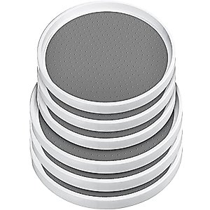 Mimorou 6 Pcs Lazy Susan Turntable for Organizer Cabinet 10 Inch 12 Rotating Spice Rack Round Display Stand Kitchen Refrigerator Pantry Countertop Under Sink Organizing, White, Gray