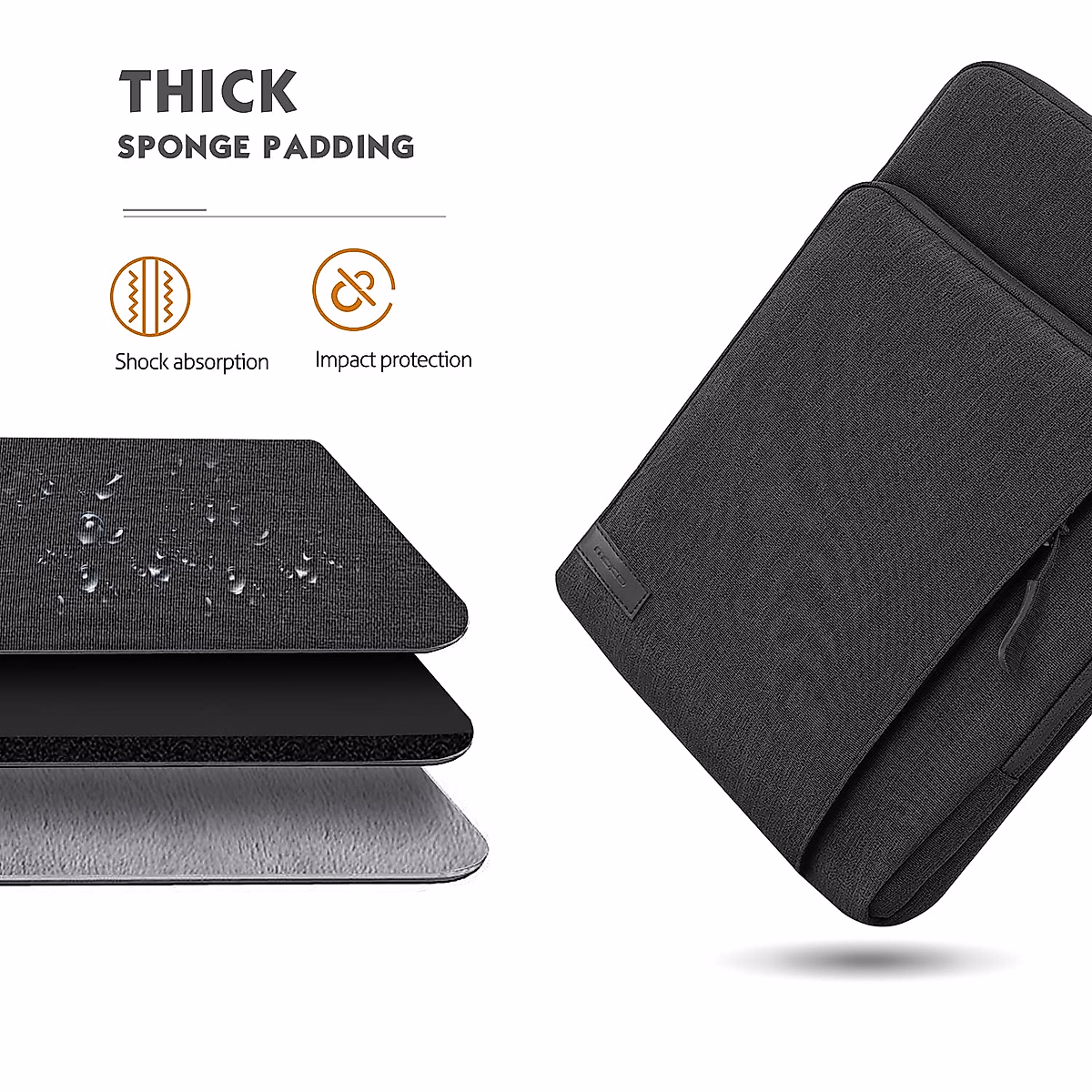 MoKo 12.9 Inch Tablet Sleeve Bag Carrying Case with Pockets Fits 13 Inch New iPad Pro M4 & Air M2 2024, iPad Pro 12.9 M2&M1, Surface Laptop Go 12.4", Galaxy Tab S8+/S9+ 12.4", Black & Gray