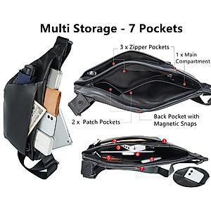 Leather Sling Backpack Bag for Men Fits 9.7 Inch Tablet Vintage Small Shoulder Crossbody Bags Hiking Daypack