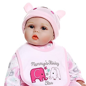 HFSMDM Baby Dolls Reborn Baby Doll 21 Inch Toddler Girl Lifelike Flexible Full Body Soft Real Touch Baby Doll Toy for Girls Newborn Baby Birthday Gift (Brown Eye Doll)