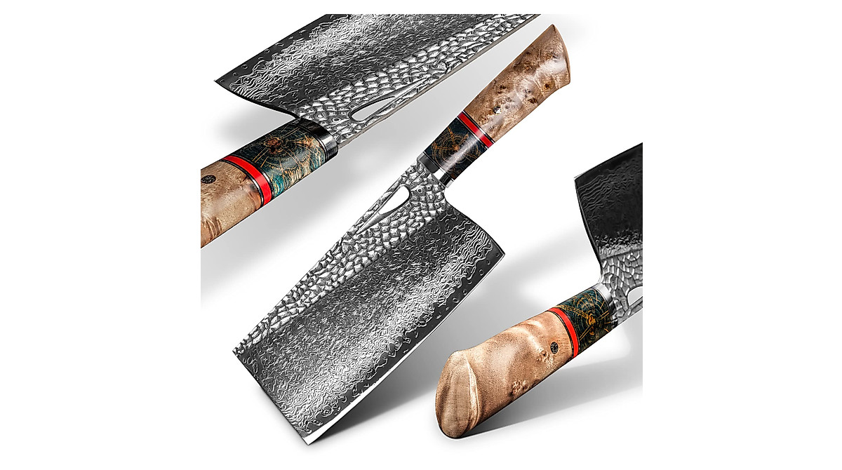 FZIZUO 7.5in Damascus Kitchen Cleaver - Professional Tool