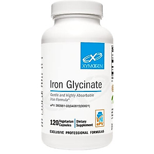 XYMOGEN Iron Glycinate - Gentle, Highly Absorbable Iron Supplement for Women + Men - 29mg Patented Iron Bisglycinate Chelate Supports Healthy Ferritin and Hemoglobin Levels (120 Iron Capsules)