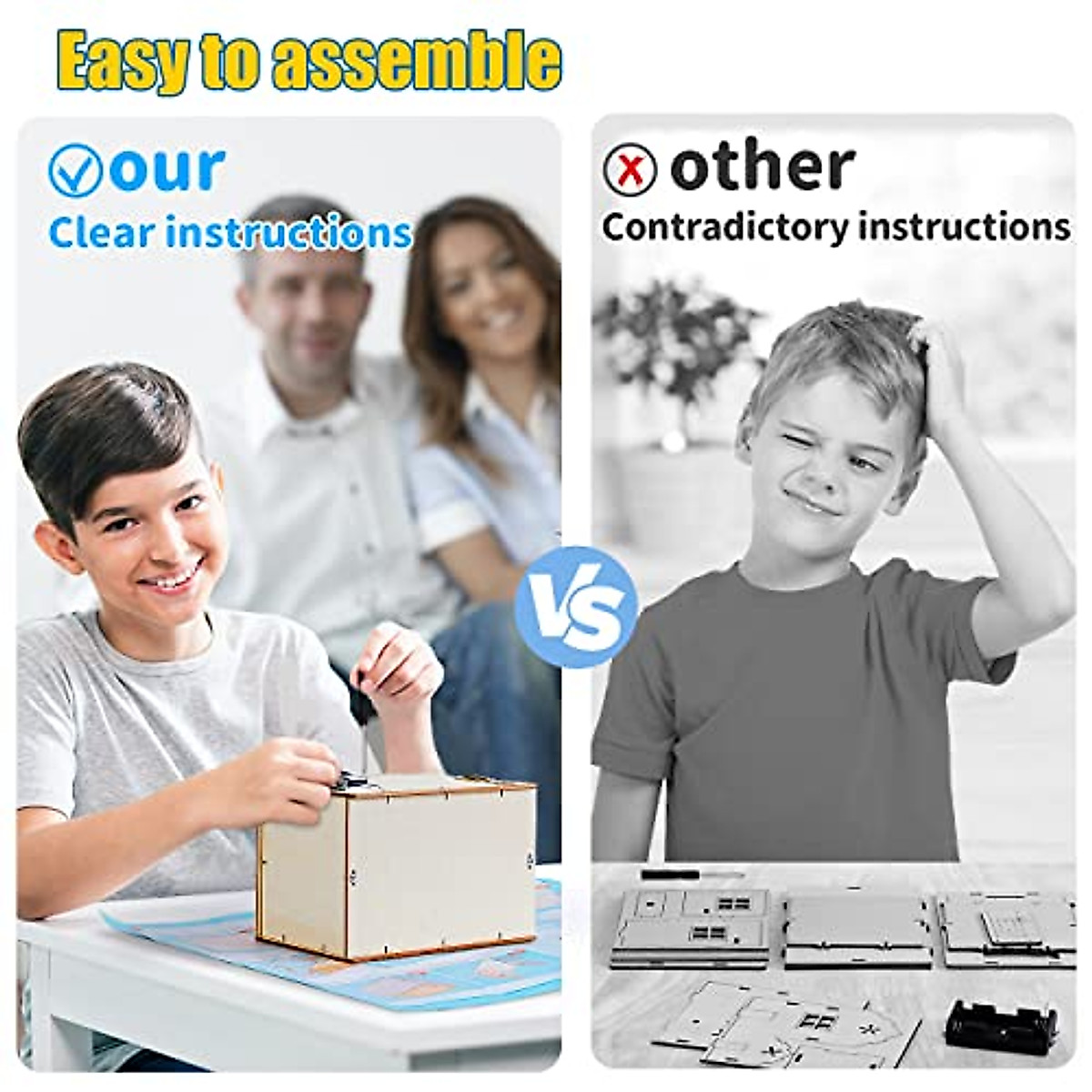 5 in 1 3D Wooden Puzzles STEM Projects for Kids Age 8-12, Educational Crafts Science Kits for Girls Ages 8-10, DIY Model Building Toys kit, Gift for 6 7 8 9 10 Year Old boy