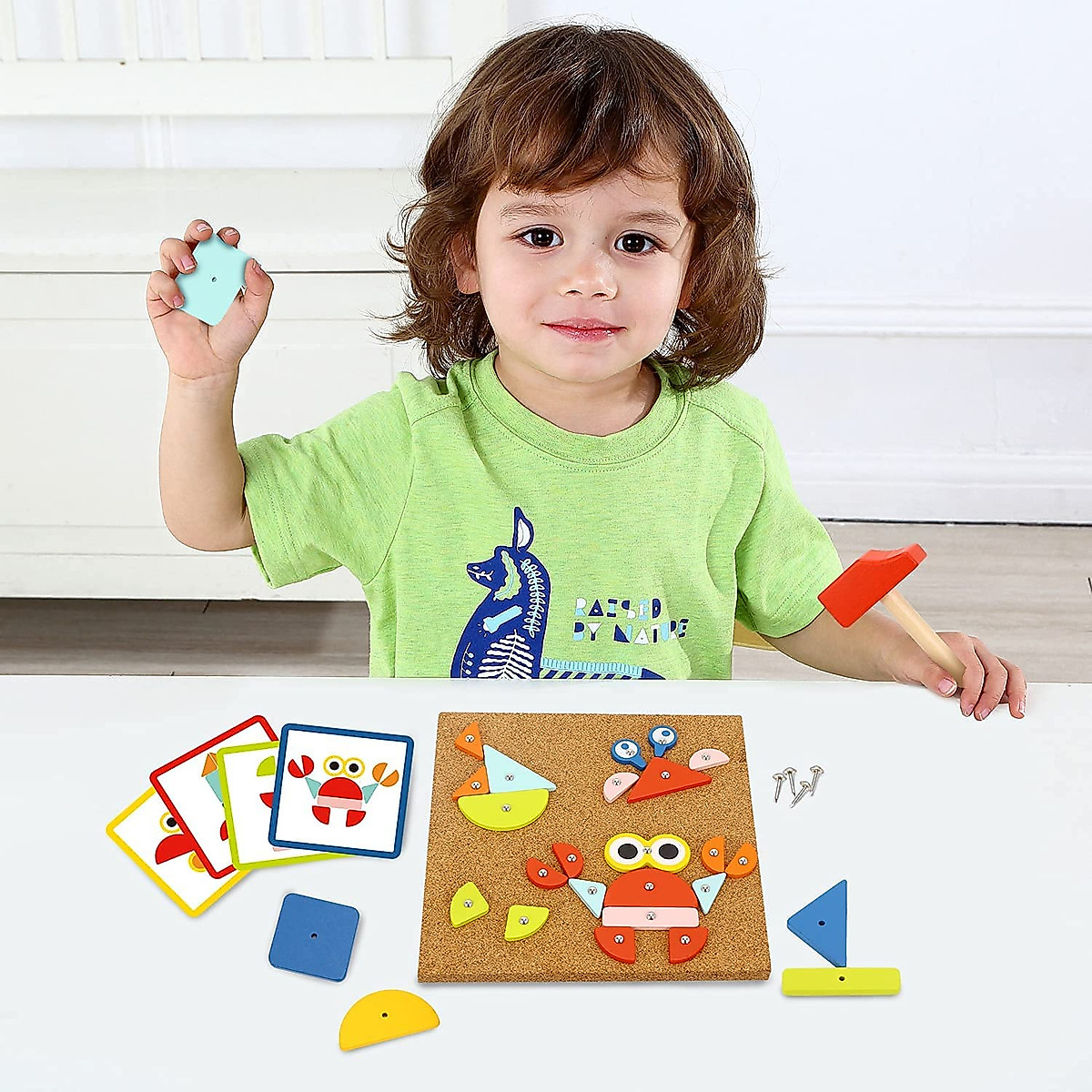 TOOKYLAND Fine Motor Toys, Toy Hammer and Nails Game is Montessori Toys That Exercise Children's Hands-on Skills and Develop Their Imagination for Kids