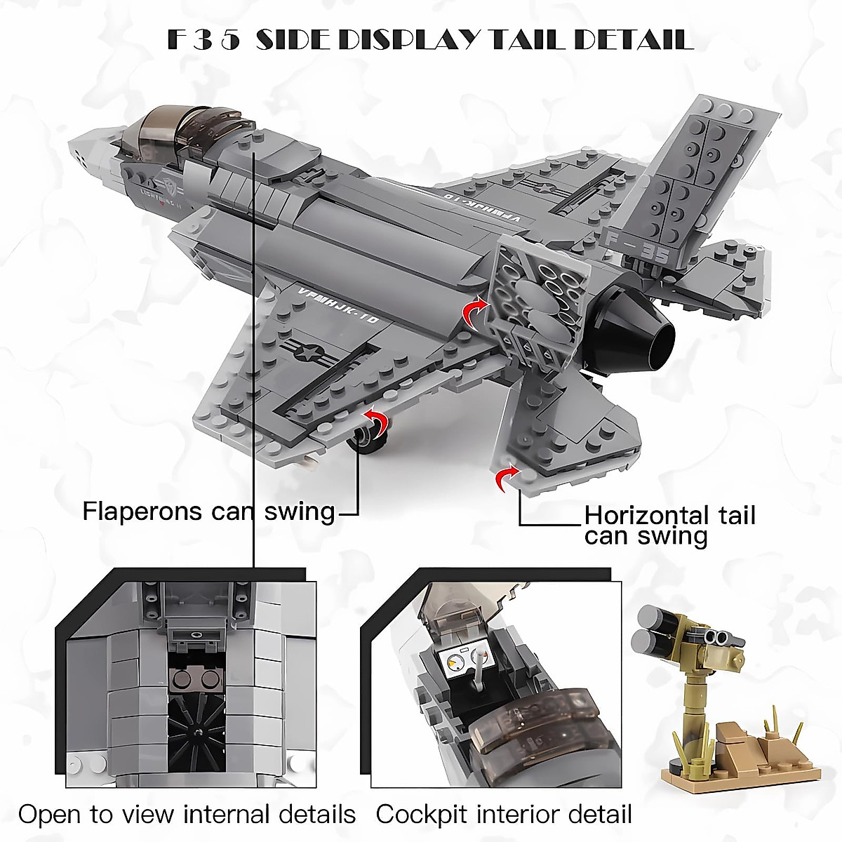 MEOA 646 Pcs F-35B Lightning II Plane Building Toys WW2 Fighter Jet F35 Model Kits Military Airplane Building Blocks Set Bricks Toy Gifts for Kids and Adults