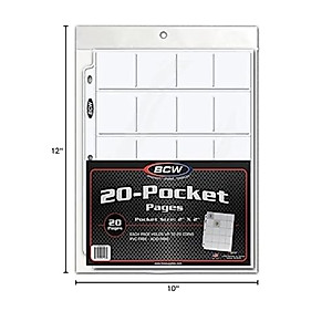 BCW Pro 20-Pocket Page – 20ct | Acid-Free, Archival Quality Storage for 2"x2" Cards, Coins, or Slides | Coin and Slide Storage Sheets | Compatible with Standard 3-Ring Binders