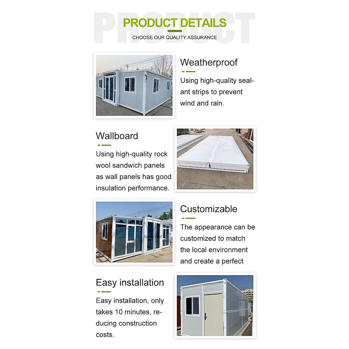 Prefabricated Mobile House 19×20ft Foldable Tiny Home with Kitchen & Bathroom, Modular Cabin