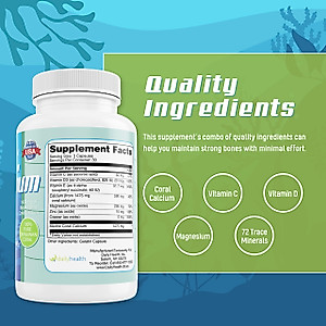 Daily Health, Coral Calcium Pure Okinawa - Marine-Grade Supplement with 72 Trace Minerals - 1475mg, 90 Vegetable Capsules (1 Month Supply)