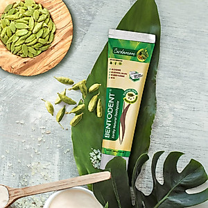 Bentodent Natural Toothpaste for Entire Family Incl Kids - SLS Free, Fluoride Free - Freshens Breath, Helps Reduce Plaque by Brushing (Cardamom Pack of 2)…