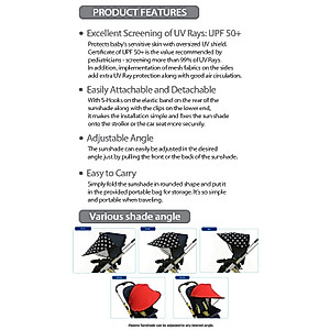 Manito Sun Shade for Twin Stroller (Black)