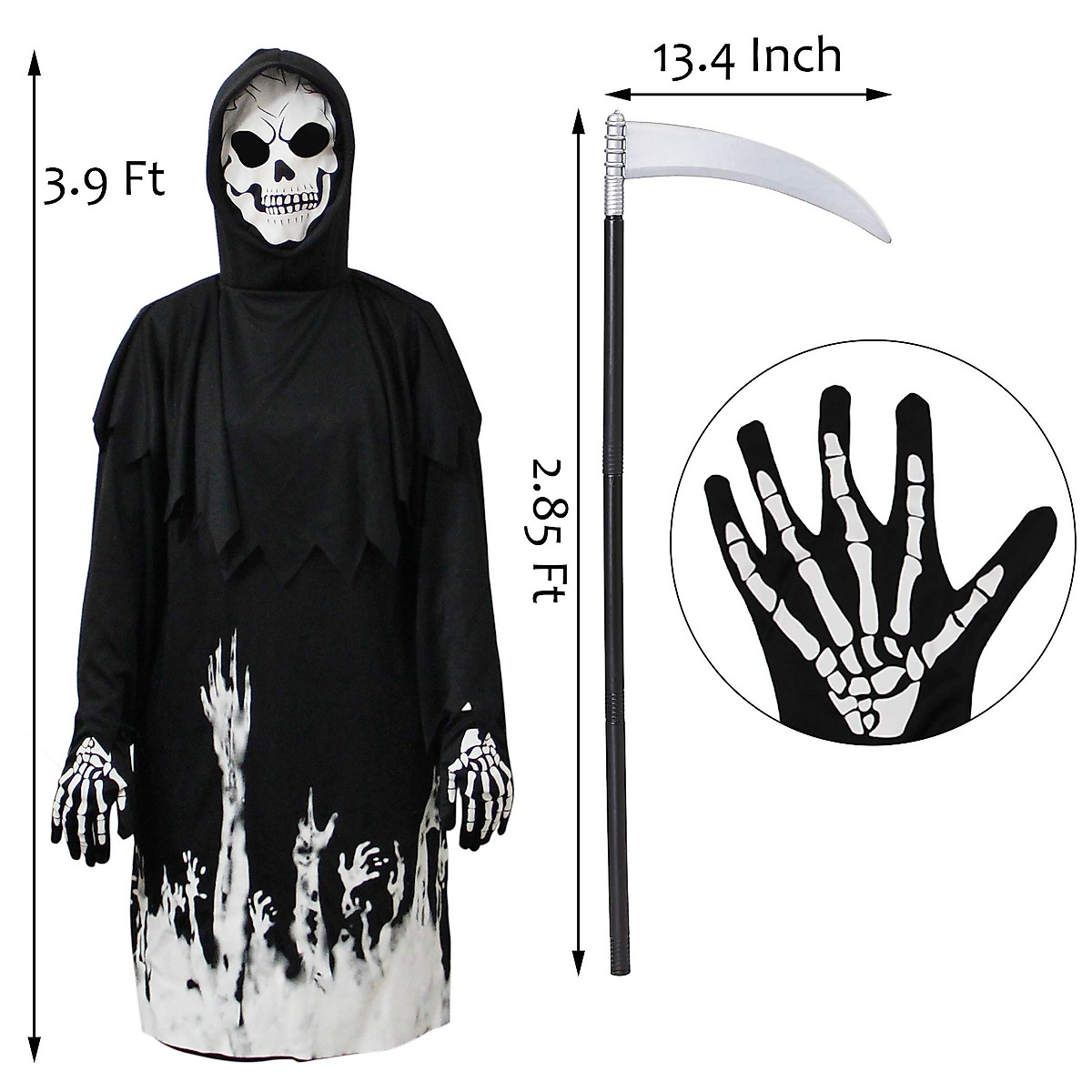 Lulu Home Halloween Kids Costume, Glow in The Dark Halloween Scary Kids Costume Boys Kids Costume