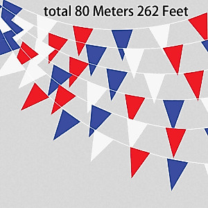 ZSNICE 80 Meters 262 Feet Fabric Red White and Blue Buntings Pennant Banner Garden Triangle Flags Party Decorations Festive Garlands for July 4th Independence Day Birthday Wedding Outdoor and Indoor