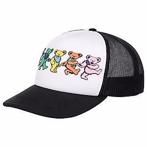Grateful Dead Dancing Bears Foam Trucker Adjustable Snapback Hat BLK/WHT, Black/White