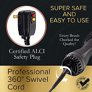 Professional Blow Dryer Brush Hair Styler by UZALLA | Powerful Frizz-Eliminating Ionic Hair Dryer Brush | Hot Air Brush Dryer and Volumizer for Women | Dual-Action Bristles, & 75MM Oval Shape