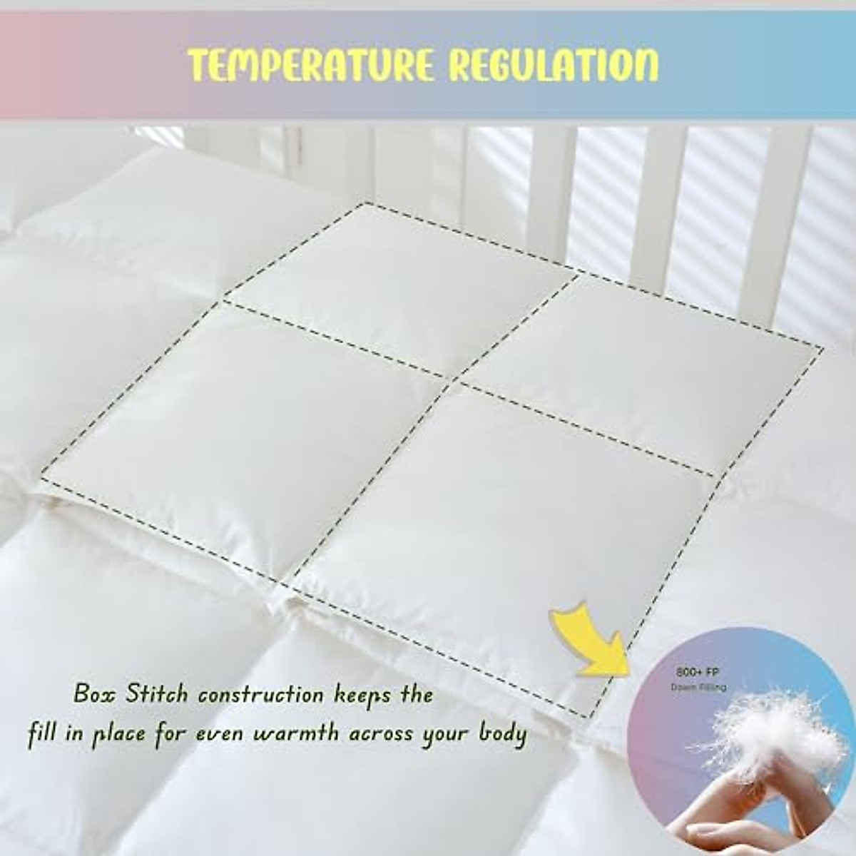 Baby Crib Comforter/Duvet/Blanket All Season 100% Natural White Goose Down Filled,Noiseless 500 Thread Count 100% Cotton Fabric 750+Fill Power (White, 33x43in)