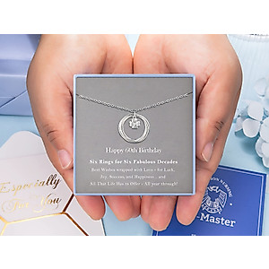 60th Birthday Gifts for Women Sterling Silver Six Ronud Circles Four Leaf Clover Necklace for Women Birthday Gifts