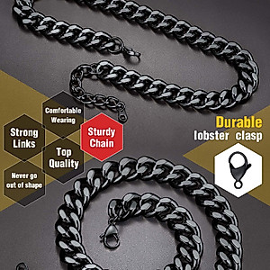 Black Chain 12mm 14inch Choker for Women Black Chain Necklace Large Chain Choker