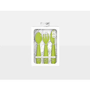 ezpz Happy Utensils - 100% BPA Free Fork, Spoon & Knife for Toddlers + Preschoolers + Self-Feeding - Designed by a Pediatric Feeding Specialist - 24 Months+ (Lime)