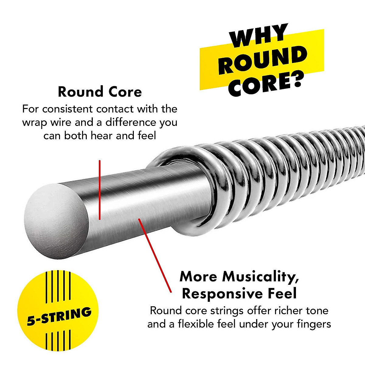 DR Strings Hi-Beam - Stainless Steel Round Core Lite 5 String 40-120