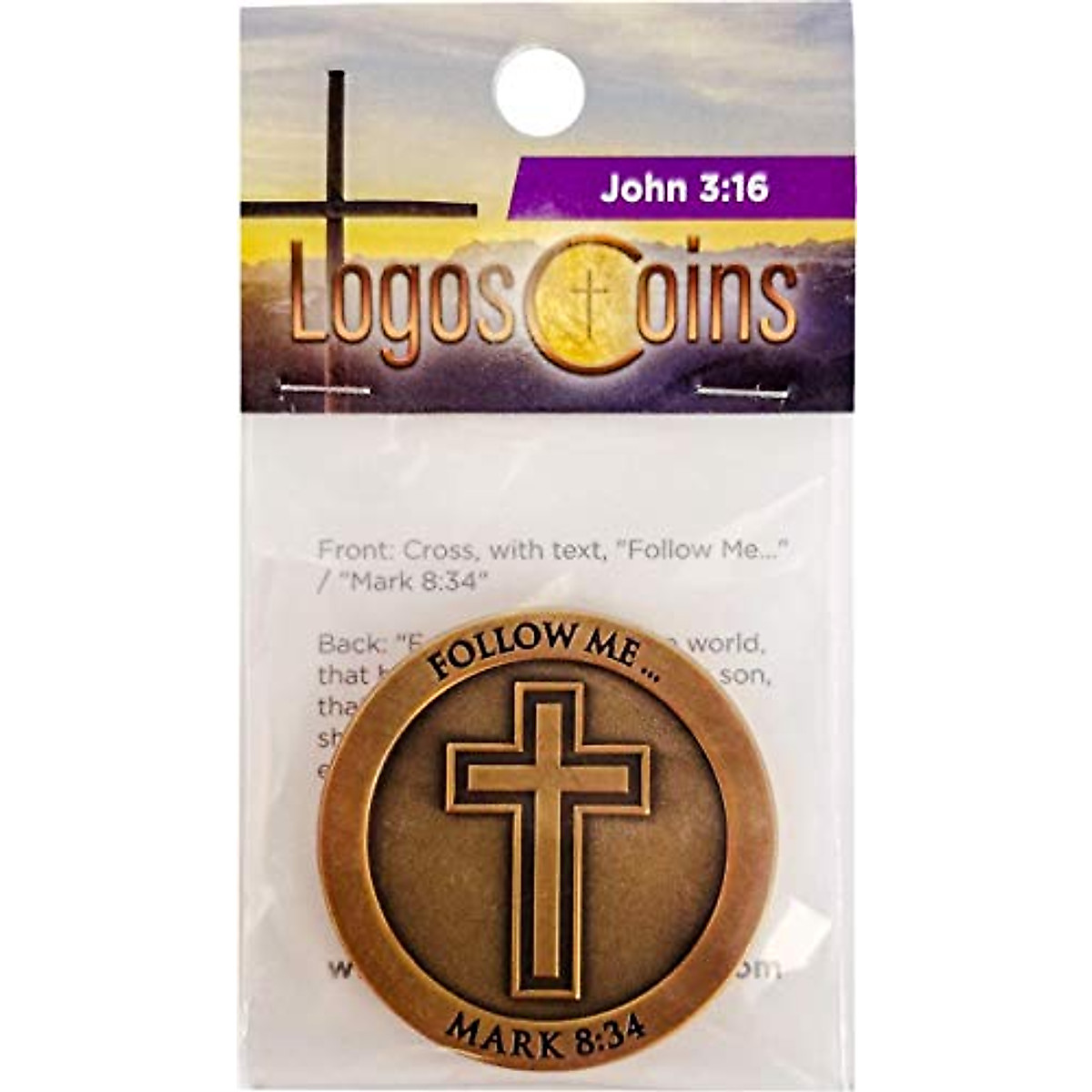 John 3:16 Coin, for God so Loved The World Bible Verse Challenge Coin, Memory Verse Pass Along Handout for Bible Study and Sunday School, Cross Coin Pocket Token, Religious Gift