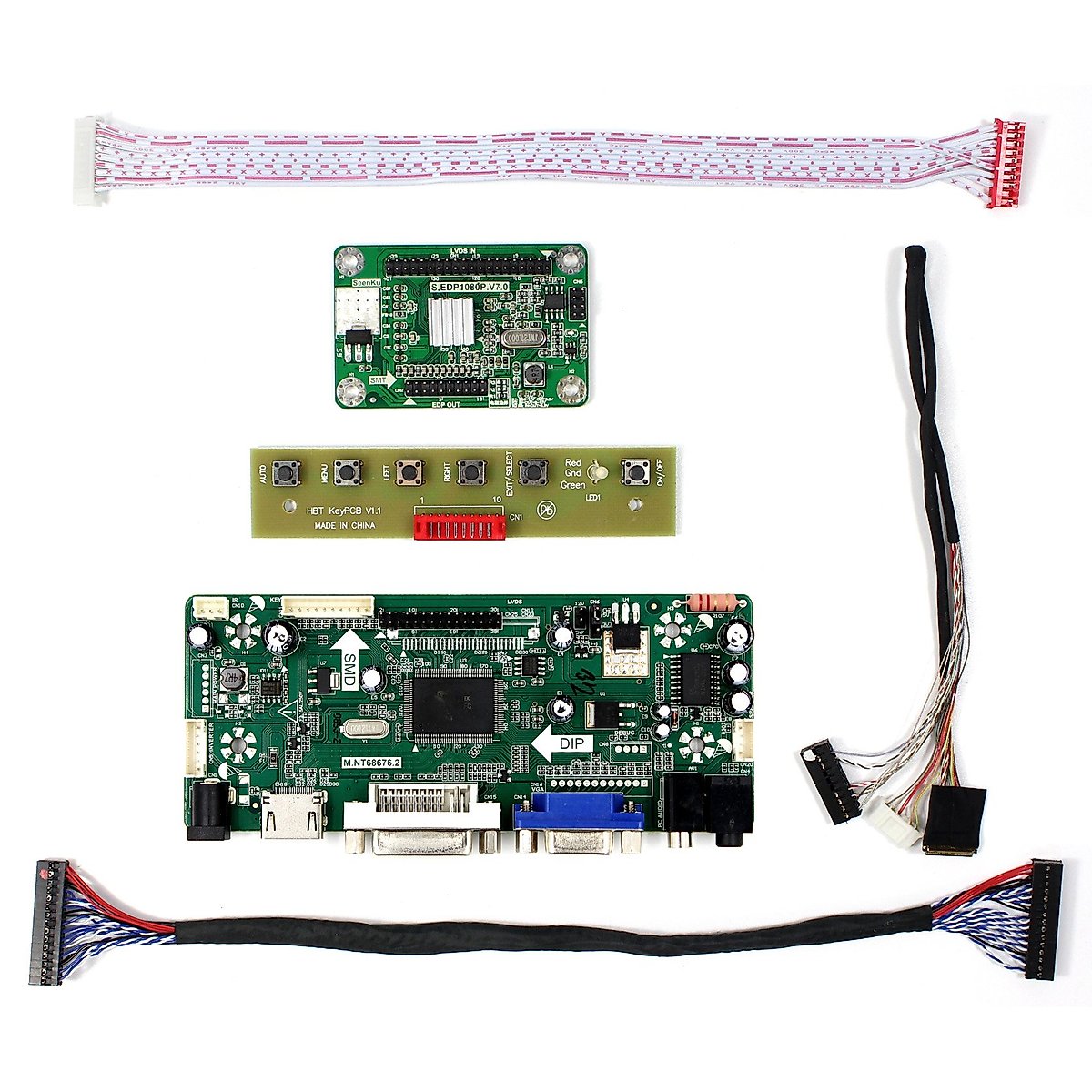 HDMI+VGA+DVI+Audio Input LCD Controller Board For LP156WF6 SP 11.6" 13.3" 14" 15.6" 17.3" 1920x1080 30Pins edp LCD Screen