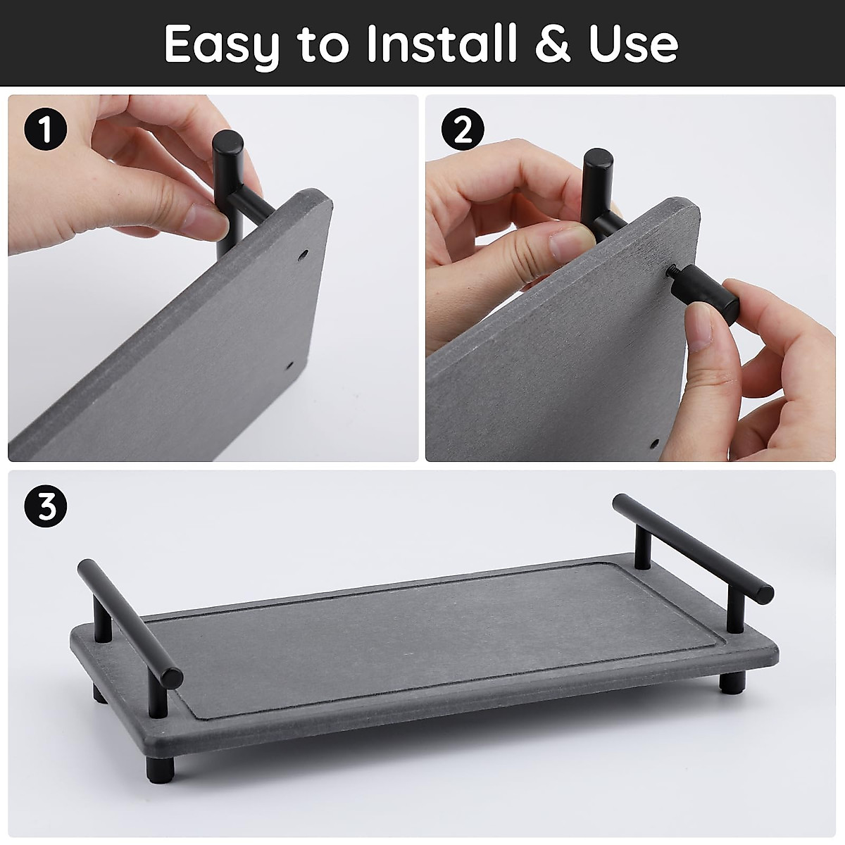 Segbeauty Vanity Tray Large, Instant Stone Drying Tray for Bathroom Kitchen, Diatomaceous Tray Fast Dry Stone Drying Mat for Kitchen Counter Bathroom Counter Tray Soap Organizer Mat with Handle