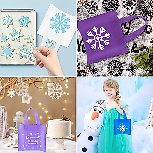 20Pcs Snowflake Party Favors Bag, Winter Frozen Non-Woven Candy Treat Bags, Winter Theme Goodie Gifts Tote Bags for Kids Snowflake Holiday Party Winter Wonderland Birthday Baby Shower Party Supplies