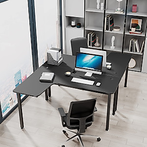 DESIGNA Gaming Desk 60",L-Shaped Computer Corner Desk with Large Mouse Pad,Ergonomic Gamer Table Workstation, Sturdy Metal Frame, Left Side Rustic Brown