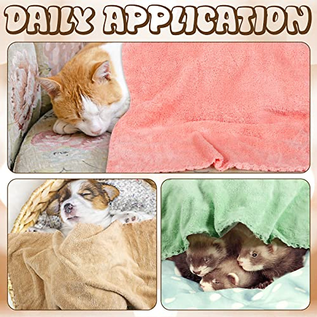 24 Pcs Guinea Pig Blankets Bunk Pet Microfiber Coral Fleece Cage Liners Absorbent Guinea Pig Bedding Soft Accessories Small Animal Bedding Mat Bathe Towels for Puppy Cat (13.8 x 29.5 Inches)