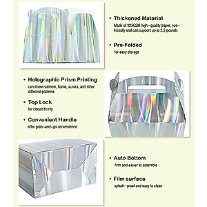 Rainbow 24pcs Gift Gable Treat Boxes Candy Goodie Bags Party Favor for Kids Birthday Supply Decoration