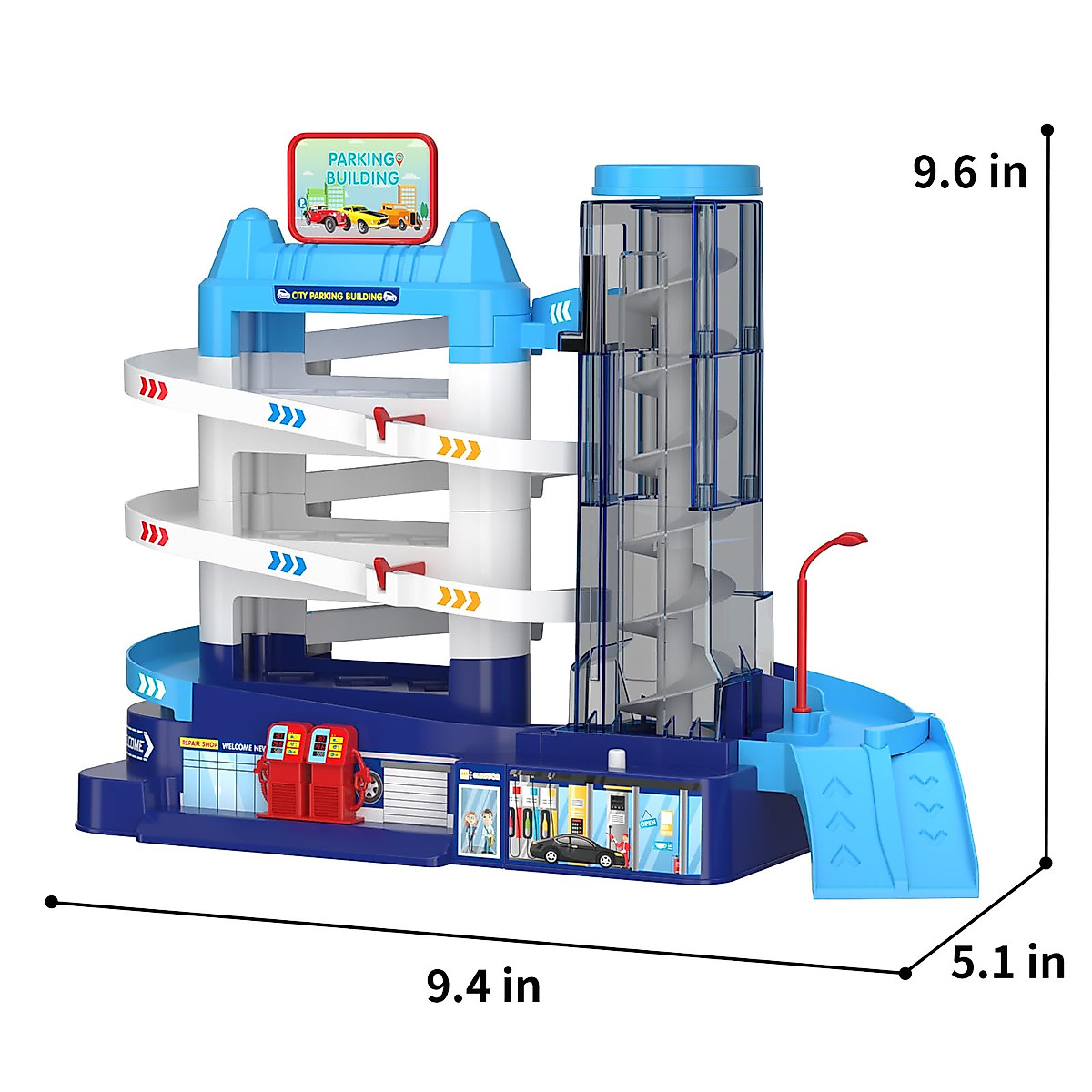 TEMI Race Track Garage Parking Adventure Playset Toy with 8 Mini Cars for 3 4 5 6 7 8 Years Preschool Boys Gifts