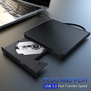 BILEYCHA External DVD Drive, USB 3.0 USB C CD Burner Portable DVD CD +-RW Drive DVD Player for Laptop CD ROM Burner Compatible with Desktop PC Windows Linux OS Apple Mac