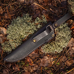 BPS Knives - Belt Knife Sheath - Black Leather Sheath for Mora Garberg - Sheath with Belt Loop for Vertical Carry of Fixed Blade Knife - Free Suspension Leather Case