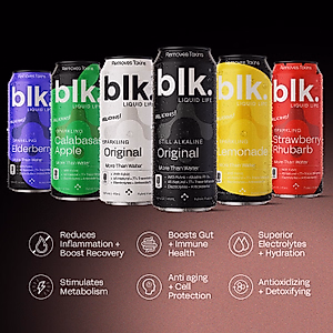 Blk. PH 8+ Natural Alkaline Mineral Still Water Electrolyte Infused with Fulvic and Amino Acids, Zero Sugar Drink, Original, 16.9 Ounce, Pack of 12
