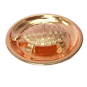 Feng Shui Copper Plate & Tortoise/ Turtle Lucky, Best Wishes, Vastu Living Positivity, Wealth, Good Health ,Good Luck & Longevity, for Home, Office Decor Gift Items. Set of 1