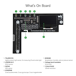 Waveshare Environment Sensors Module Designed for Jetson Nano I2C Bus with 1.3inch OLED Display