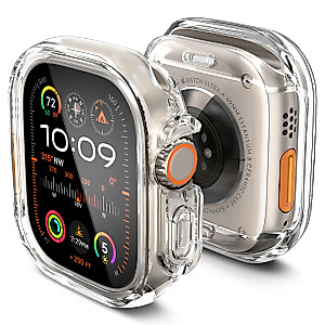 Spigen Ultra Hybrid Designed for Apple Watch Ultra 2/1 49mm Case with Full Coverage Screen Protector - Crystal Clear
