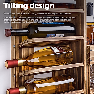 Homde Wine Rack Wall Mounted Wood Wine Shelf with Bottle Stemware Glass Holder Rustic Wine Display Storage Rack