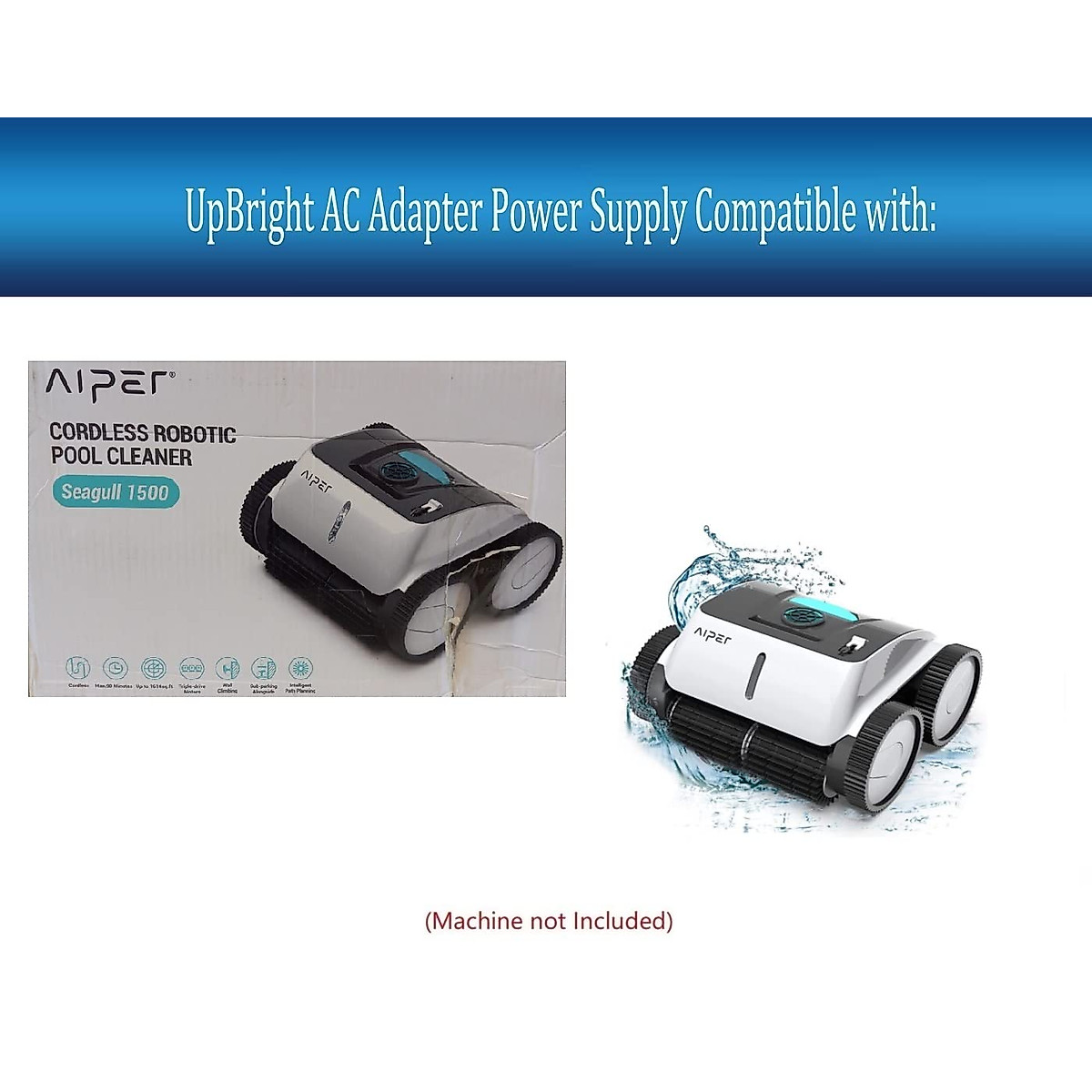 UpBright 12.6V 2-Prong AC/DC Adapter Compatible with AIPER Seagull 1500 AIPURY1500 AIPURY 1500 Cordless Automatic Robotic Pool Vacuum Cleaner 8600mAh Lithium Ion Battery 12.6VDC 2A Power Charger PSU