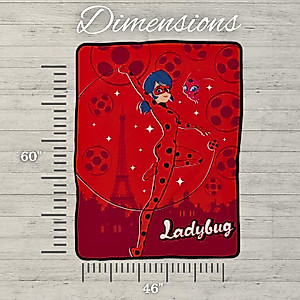 Franco Miraculous: Tales of Ladybug and Cat Noir Kids Bedding Super Soft Micro Raschel Throw, 46 in x 60 in, (Officially Licensed Product)