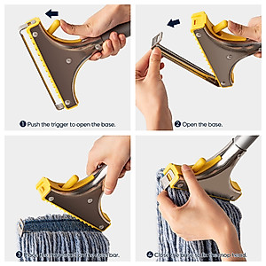 Yocada Looped-Open String Wet Mop Heavy Duty Cotton Mop Commercial Industrial Grade Iron Pole Floor Cleaning Hardwood Ceramic Marble Tile Laminate Home Kitchen 61in Long