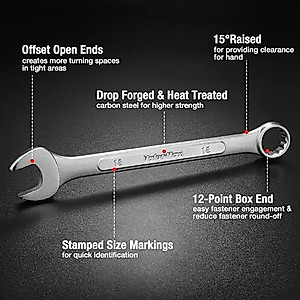 ValueMax Mechanics Wrench Set Metric and Standard, 20PCS Complete Combination Wrenches Roll Set. SAE 1/4" to 3/4", Metric 6mm to 18mm, Full Wrench Set with Roll up Pouch