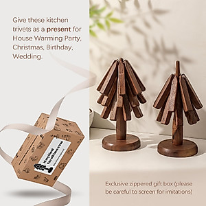 Wooden Trivets for Hot Dishes Tree Shape Trivet Set Coaster for Teapot Hot Pots (Black Walnut)