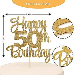 Happy 50th Birthday Cake Topper - 50th Anniversary Cake Topper，happy 50th Birthday Cake Topper，50 Cake Topper Gold，50th Birthday Cake Topper，50th Anniversary Cake Topper Gold Party Decorations