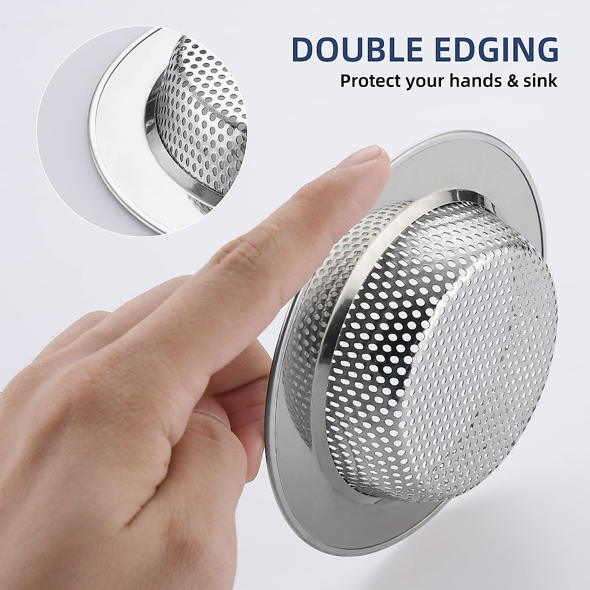4PCS Kitchen Sink Strainer, WINDALY Stainless Steel Sink Drain Strainer with Large Wide Rim 4.5" Diameter, Sink Filter for Most Standard 3-1/2 Inch Kitchen Drain