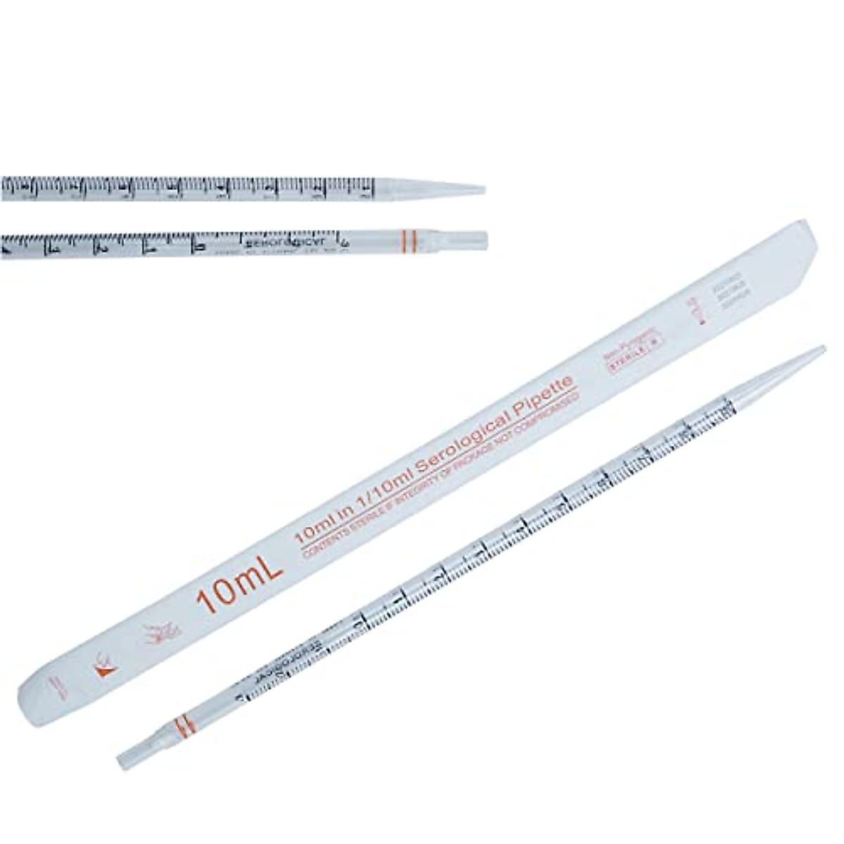 SciStar 10mL Disposable Polystyrene Serological Pipettes, Individually Wrapped, Sterile, Standard Length, Laboratory Grade (Case of 200)