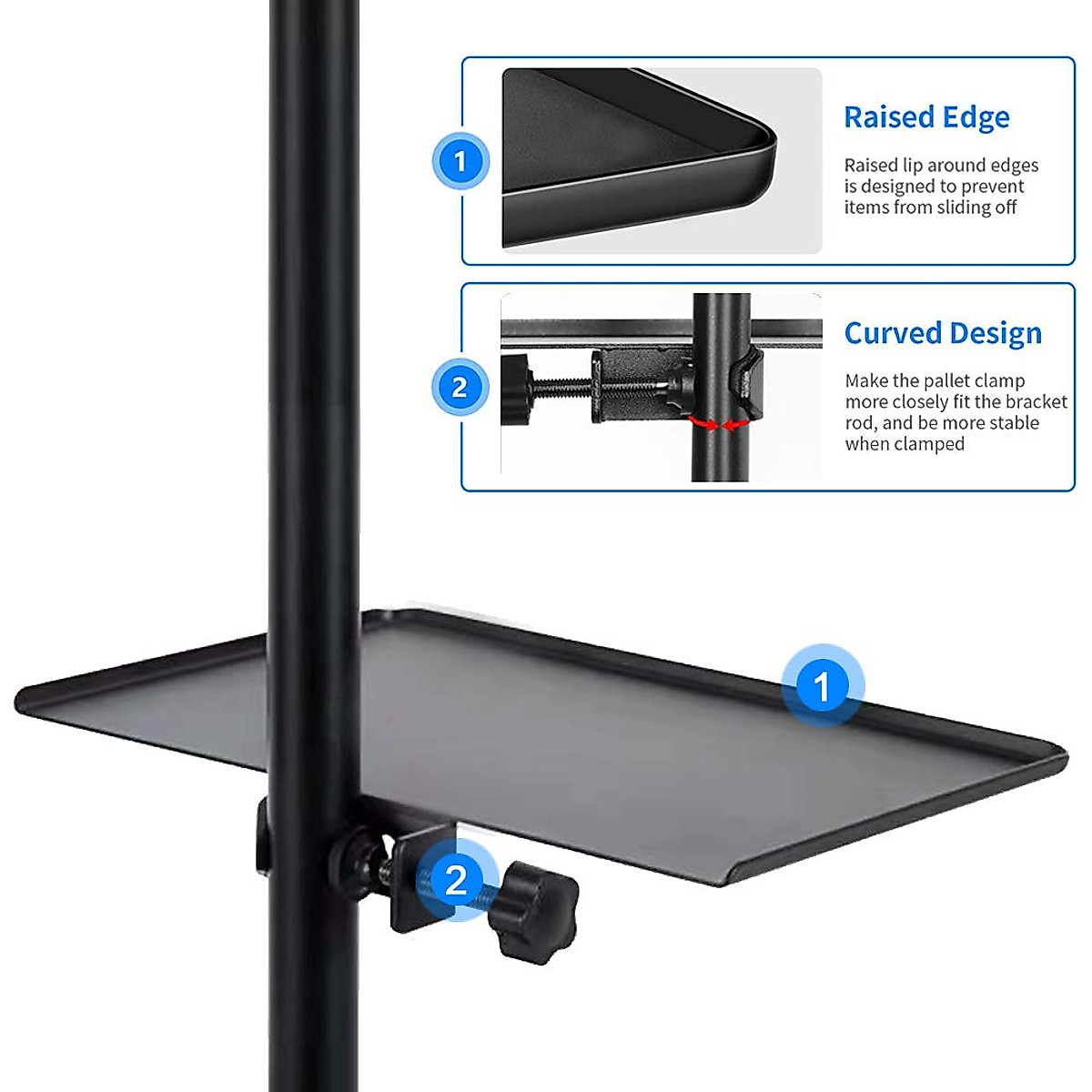 ZBY Microphone Stand Tray, Clamp-On Rack Tray,Music Stand for Music Sheet,Clamp Compatible with Most Microphones Stands for Live Streaming,Karaoke, Recording, size:7.9x8.7in (Stand NOT Included)
