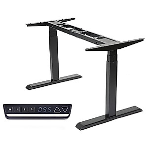 Fromann Electric 3 Tier Legs Dual Motor Standing Desk Frame Heavy Duty 300lb Sit Stand up Height Adjustable Desk Base for Home and Office (Black)