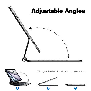 Magnetic Keyboard Case for iPad Pro 12.9-inch (6th, 5th, 4th, 3rd Generation - 2022, 2021, 2020, 2018) with Trackpad Magic Type Keyboard 7-Color Backlit Slim Wireless Keyboard, Pearl White