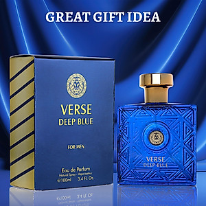 NovoGlow Verse Deep Blue, Eau de Parfum Spray Perfume, Fragrance For Men- Daywear, Casual Daily Cologne 3.4 Oz Bottle- Ideal EDP Beauty Gift for Birthday, Anniversary